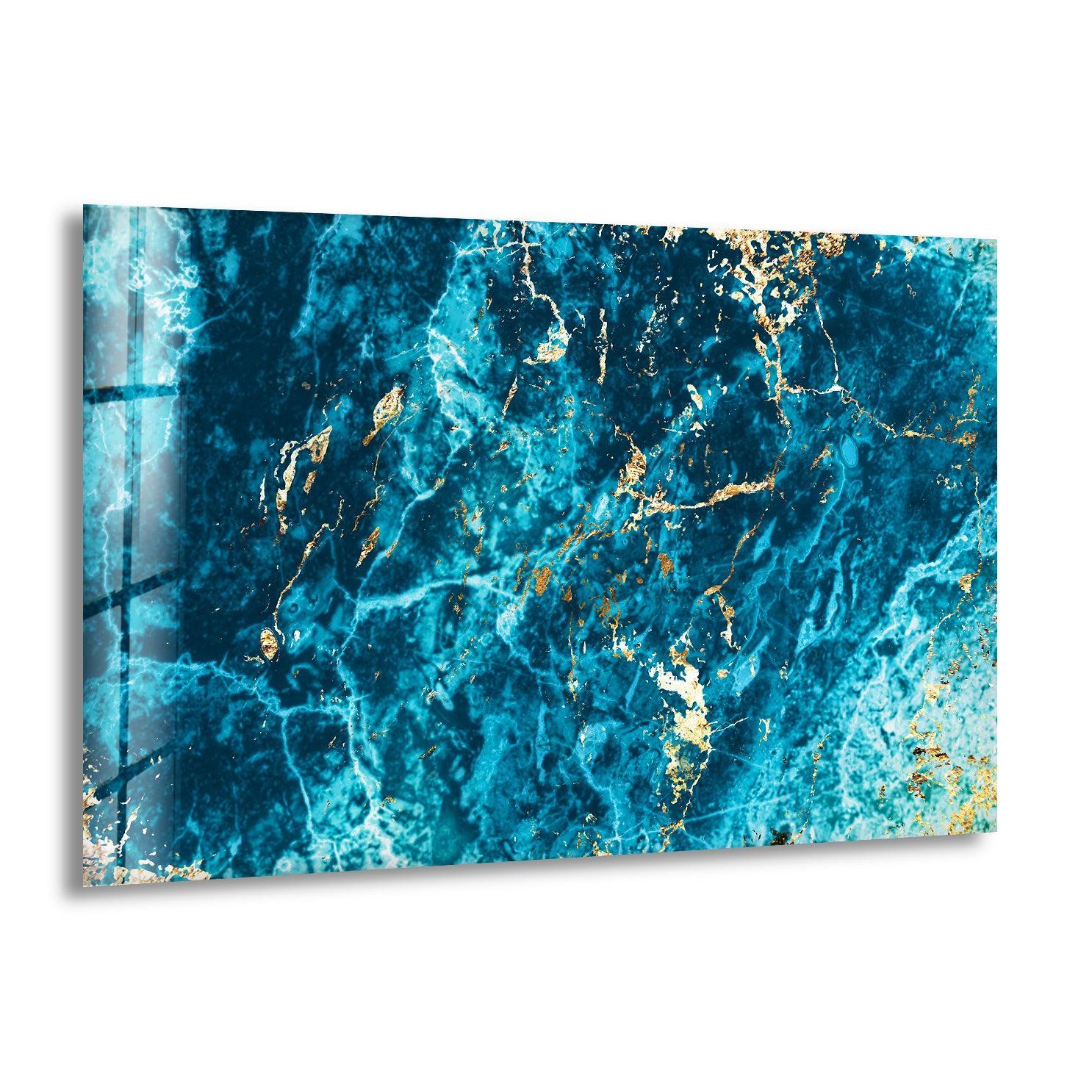 Blue Turquoise Marble Glass Wall Art – Coastal Décor – MyPhotoStation