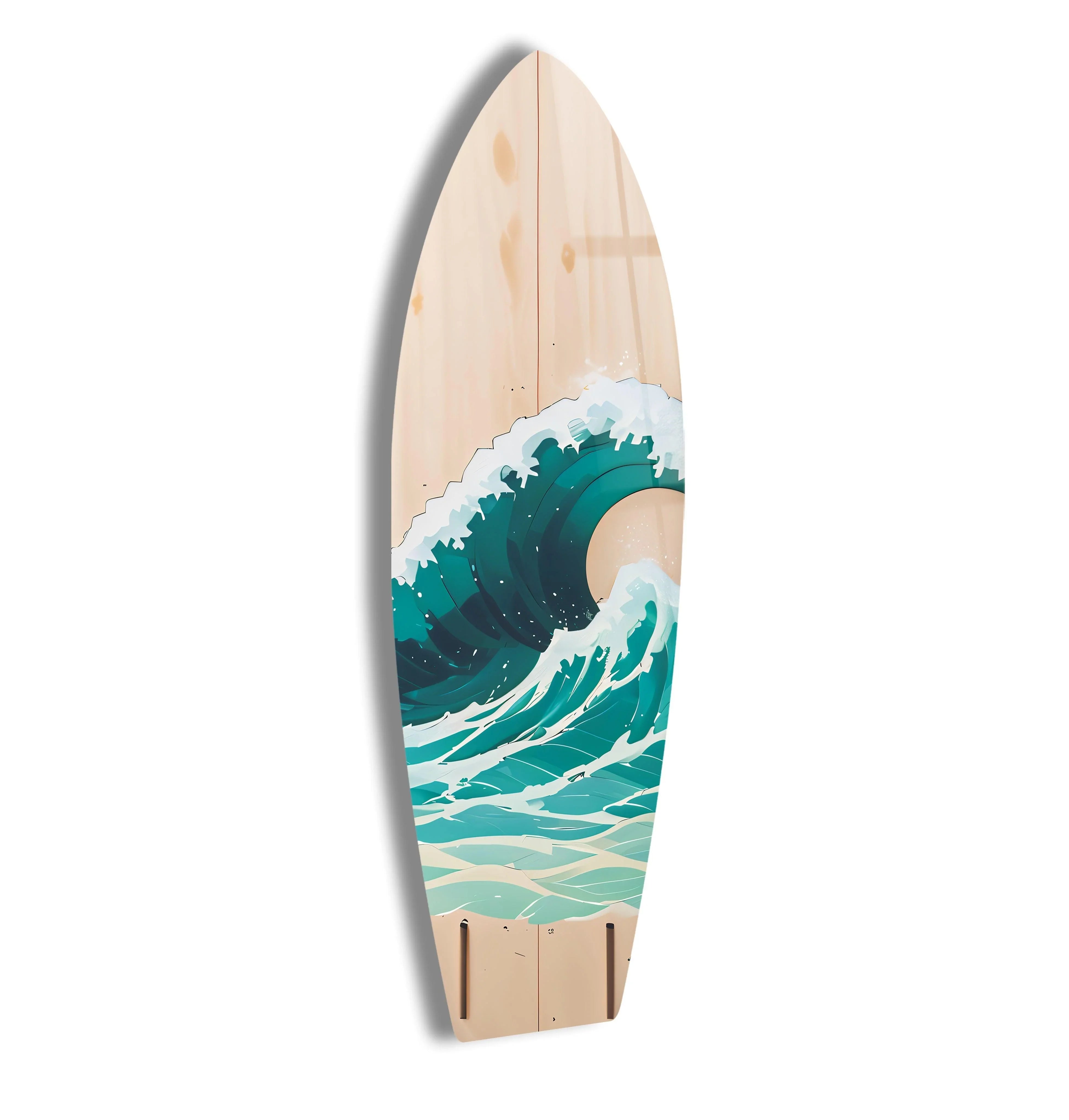 Beige & Ocean Waves Surfboard – Coastal Wall Art – MyPhotoStation