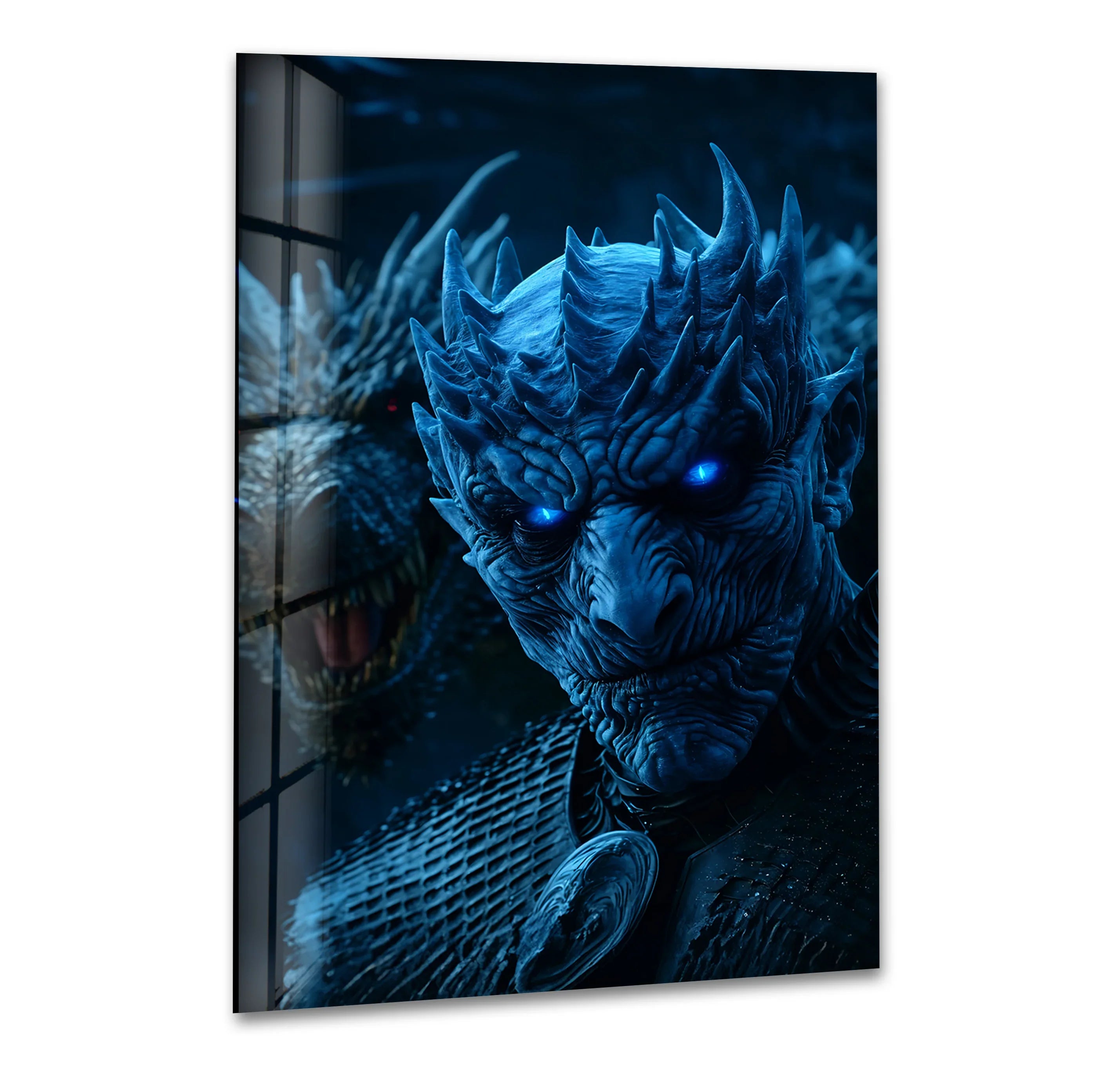 Dark Fantasy Ice King Glass Wall Art – Mythic Warrior Decor ...