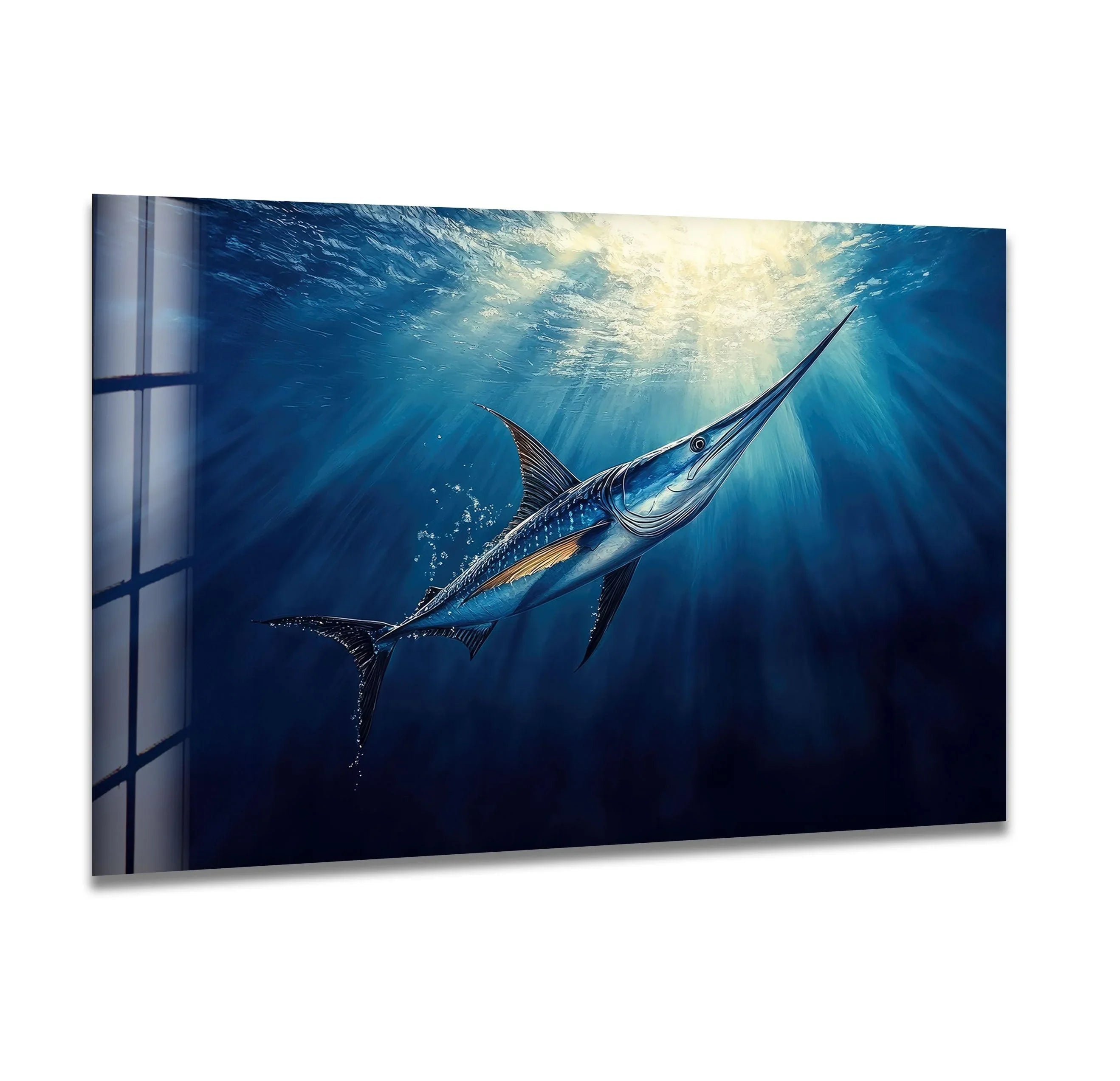Swordfish Blue Glass Wall Art – Stunning Ocean Decor – MyPhotoStation