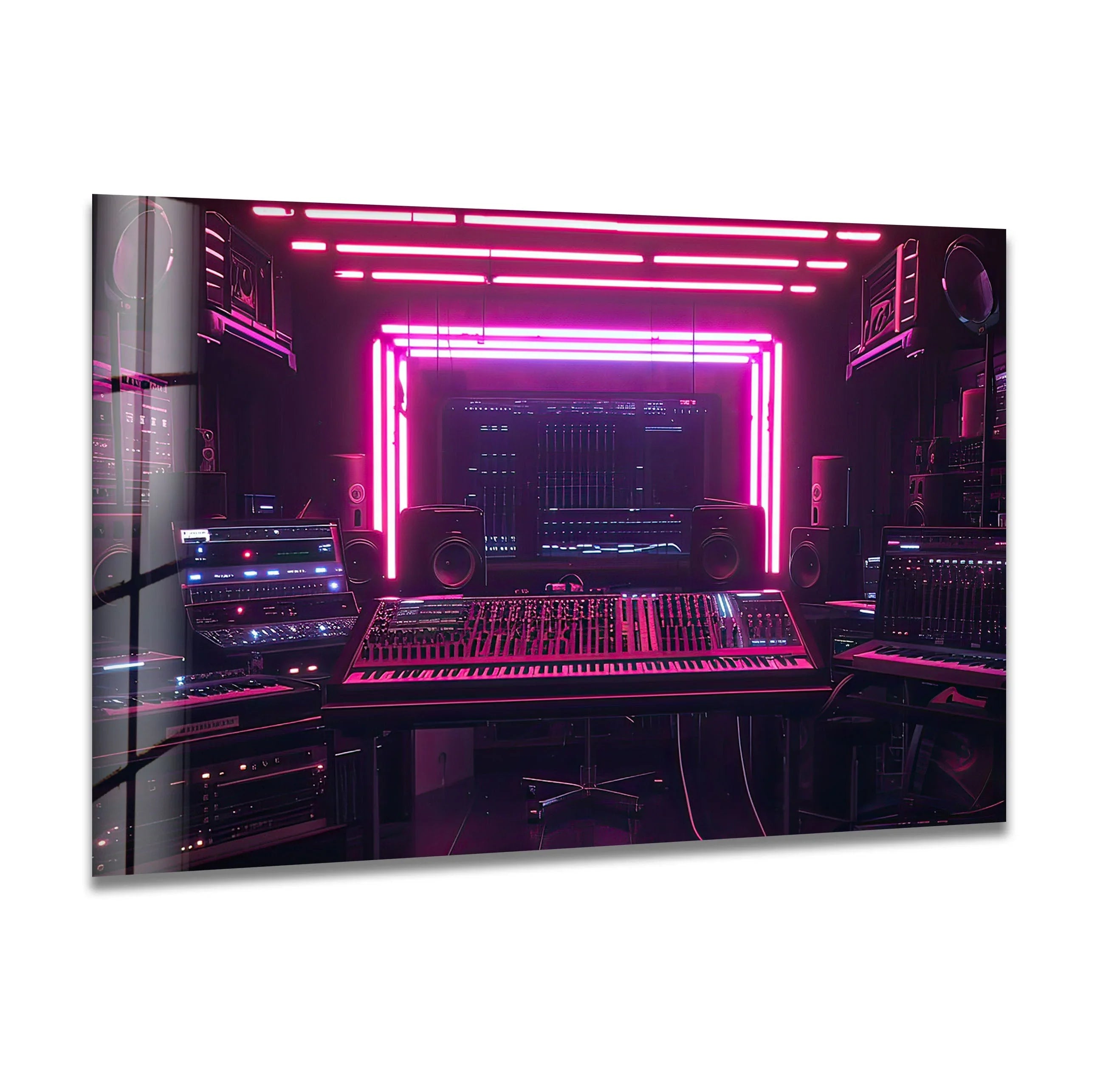 Synthwave Pink DJ Studio Wall Art – Neon Cool Decor – MyPhotoStation