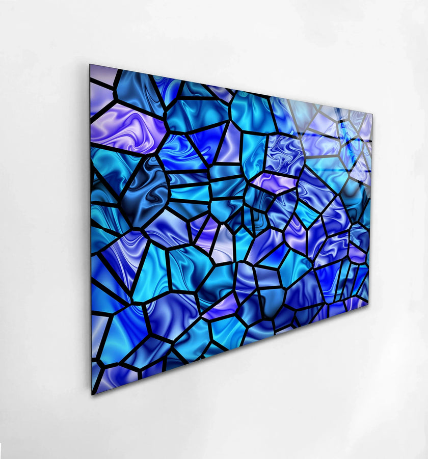 MyPhotoStation: Stained Shiny Blue Glass Wall Art-Glass Wall Decor
