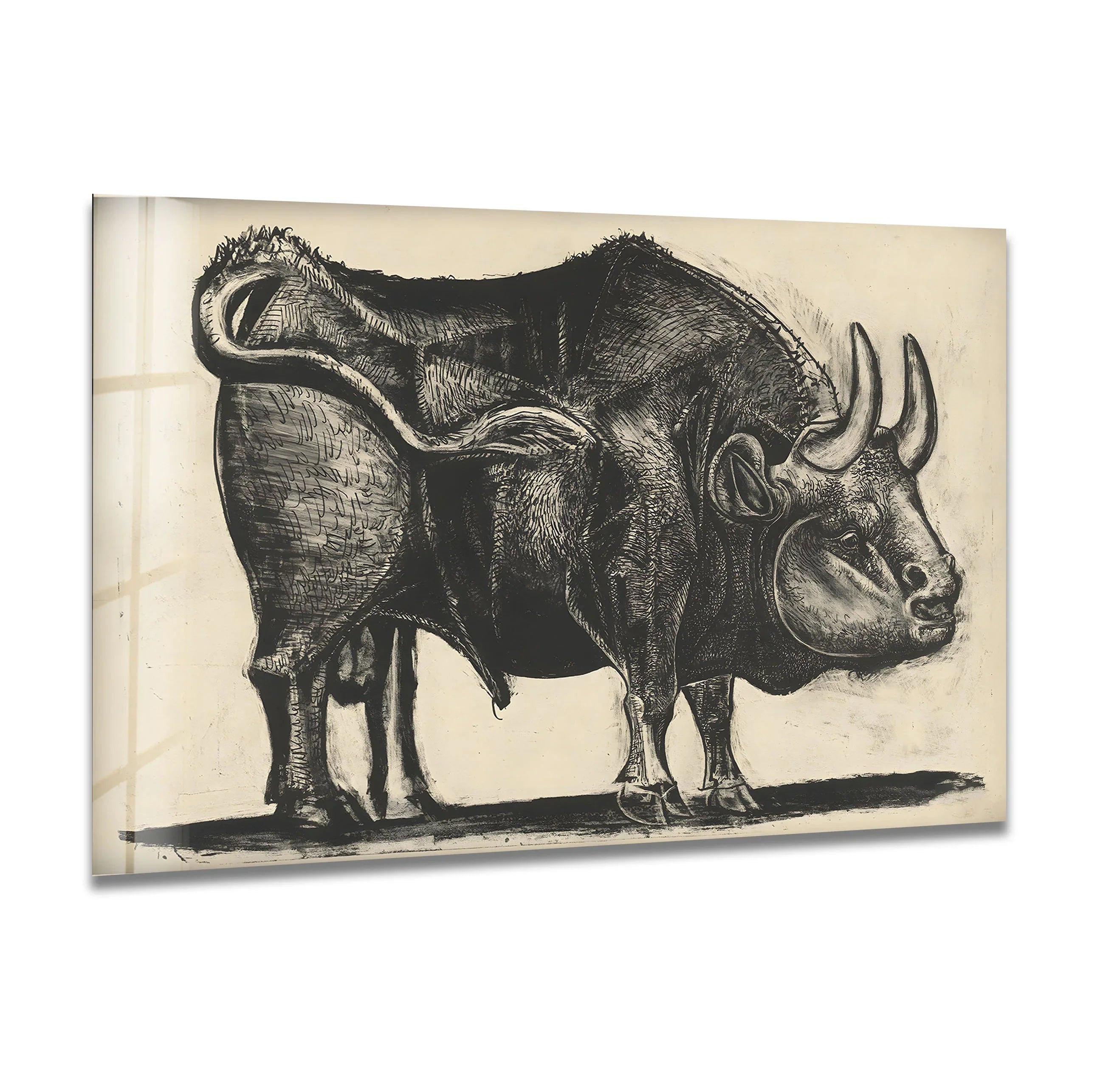 Bull by Pablo Picasso Glass Wall Art – Famous Art Piece – MyPhotoStation