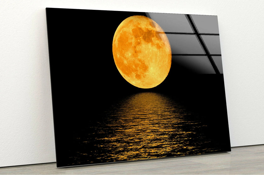 MyPhotoStation: Moonlight Orange Glass Wall Art-Glass Art For The Wall