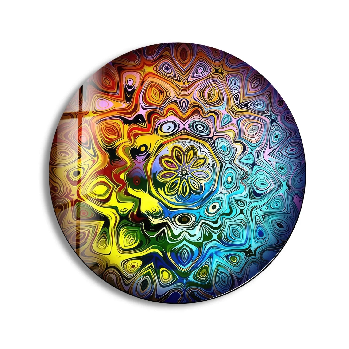 Mandala Round Colored Glass Wall Art-Glass Picture Prints – MyPhotoStation