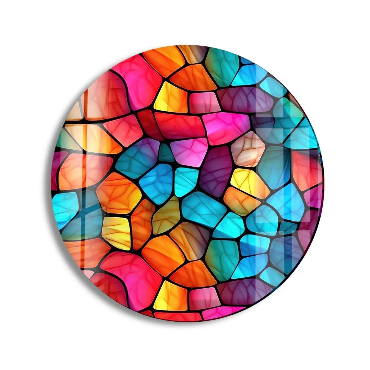 Colorful Modern Stained Round Glass Wall Art-Glass Prints From Photos