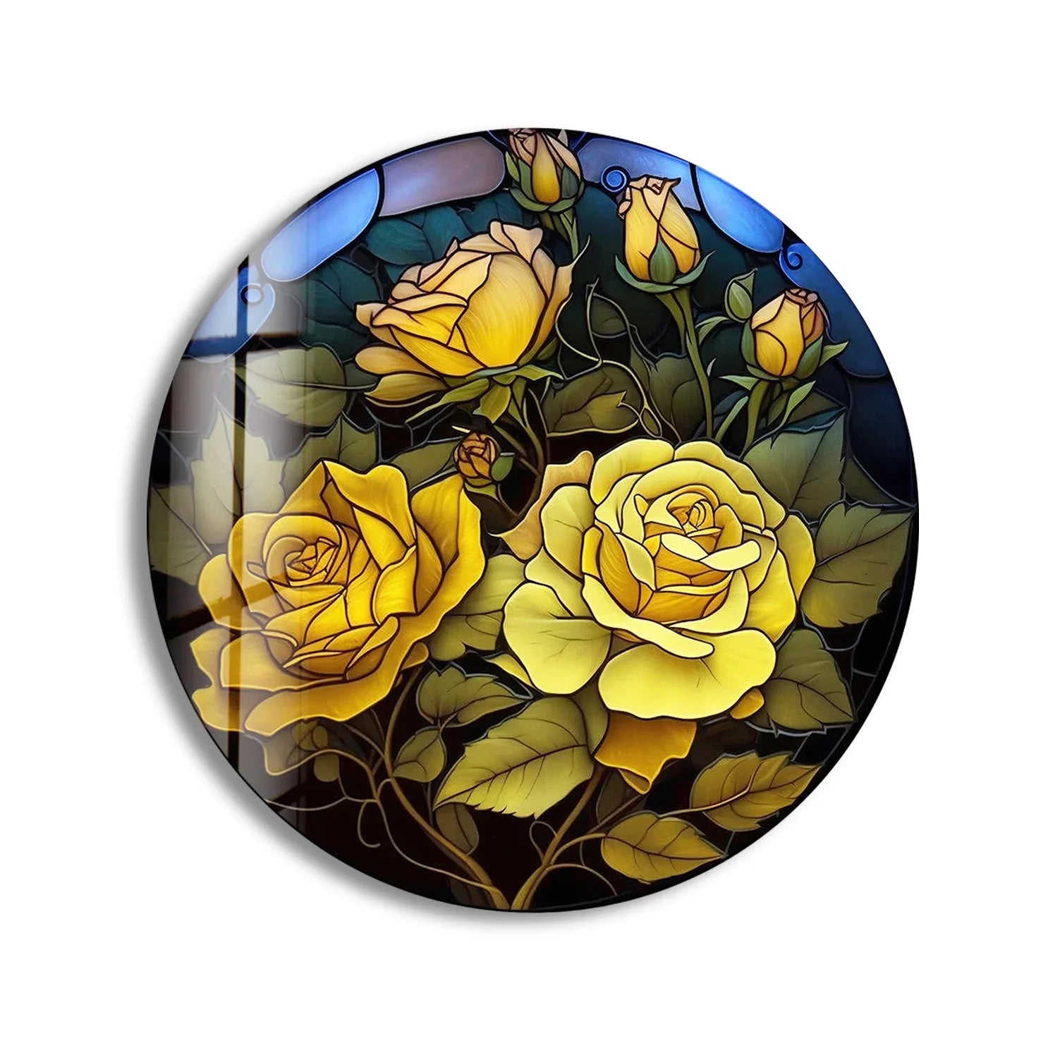 Yellow Roses Floral Round Wall Decor – Timeless Elegance – MyPhotoStation
