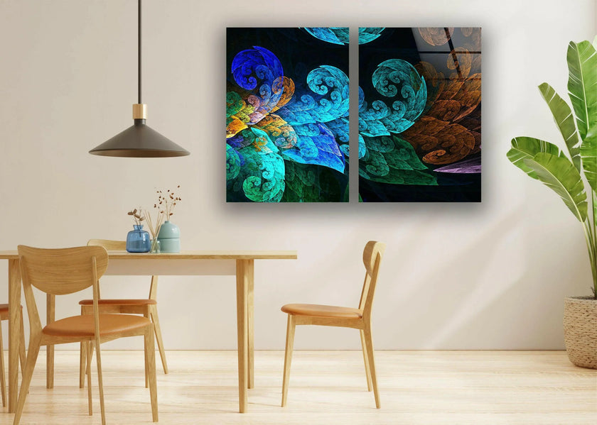 Abstract Tempered Glass Wall Art Set 