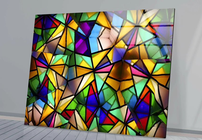 MyPhotoStation: Geometric Mosaic Futuristic Glass Wall Art-Glass Art