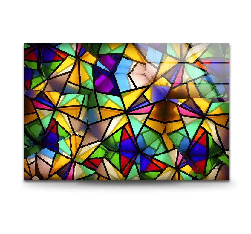 MyPhotoStation: Geometric Mosaic Futuristic Glass Wall Art-Glass Art