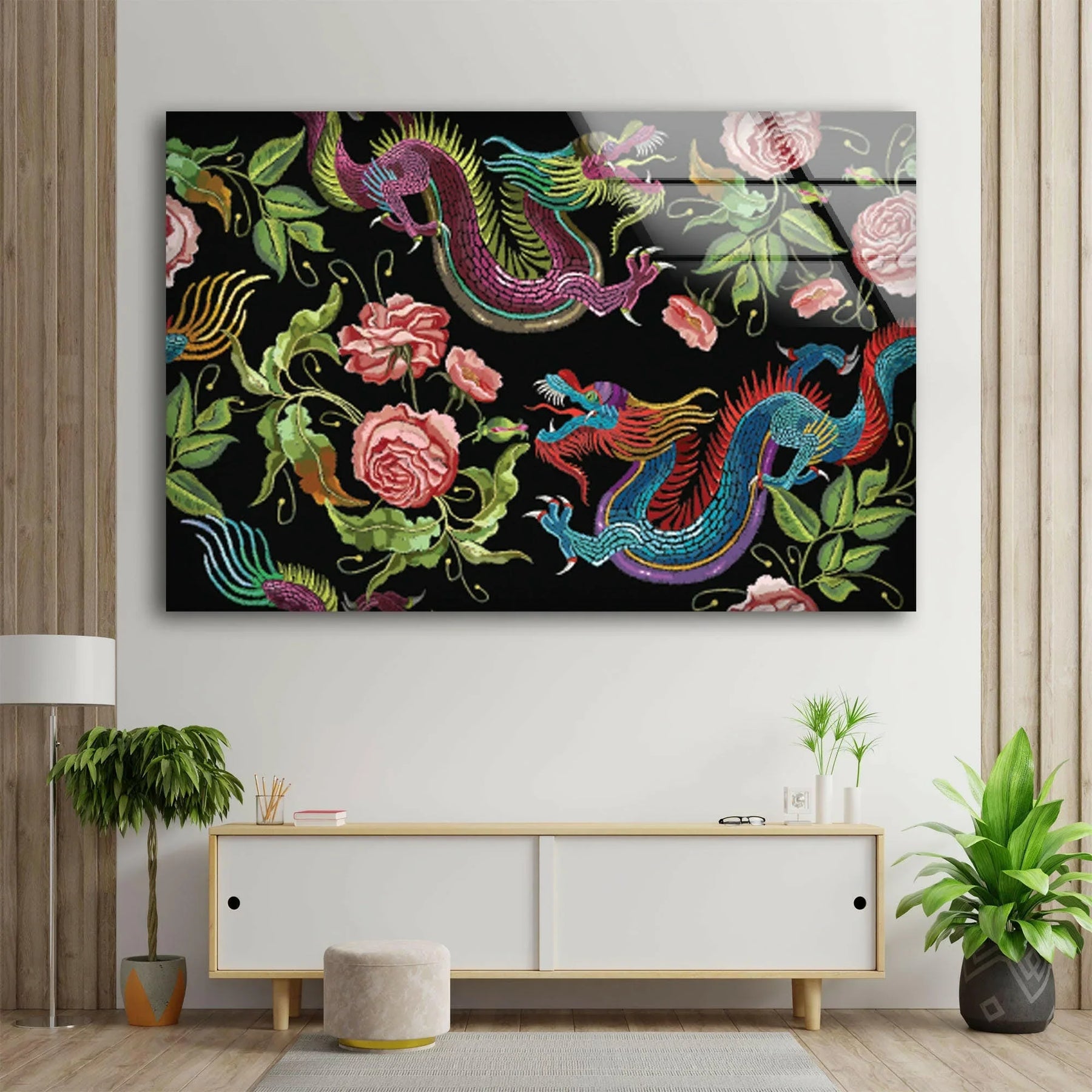 Japanese Dragon Wall Art – Enchanting Floral Elegance – MyPhotoStation