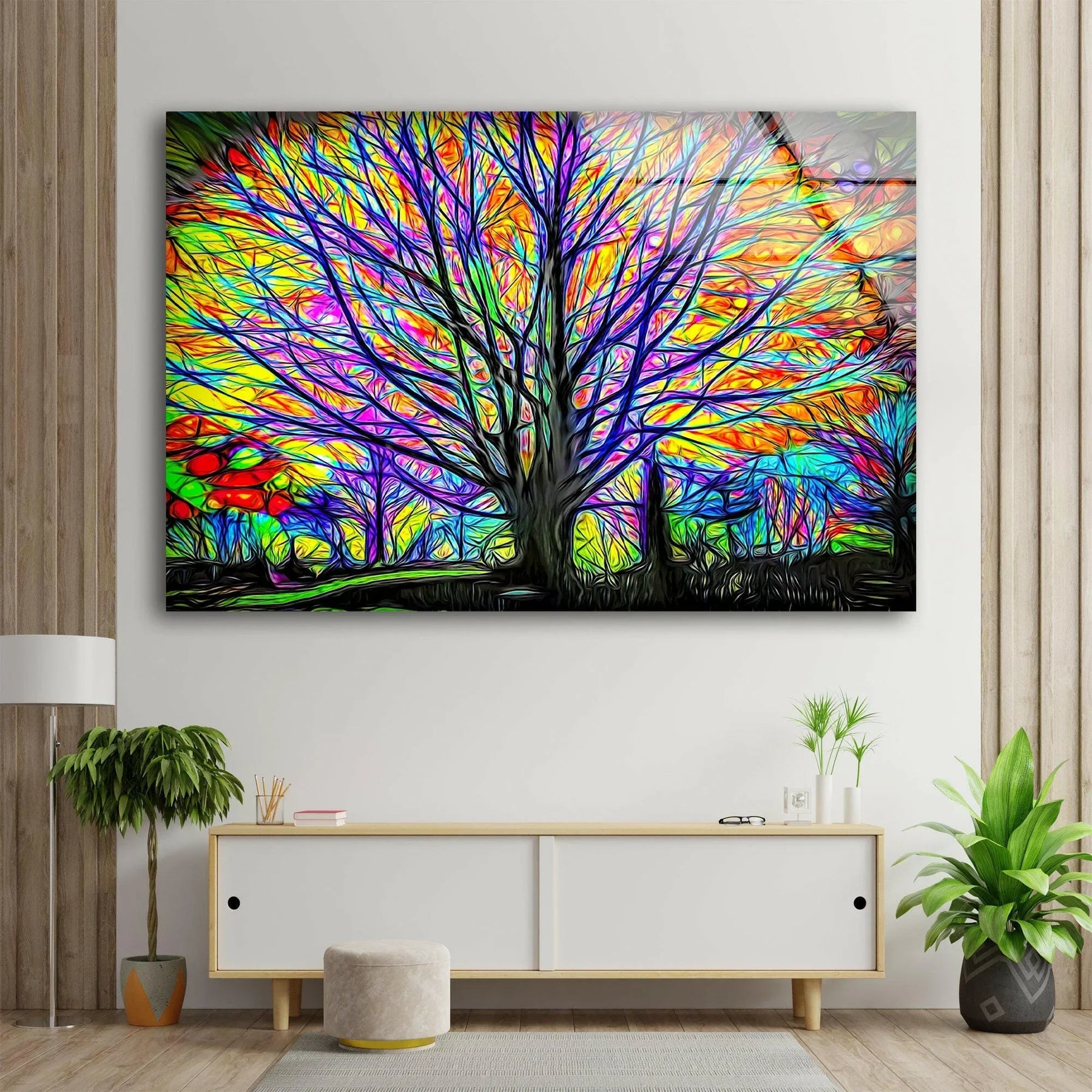 Colorful Tree Wall Art – Vibrant Glass Decor Statement – MyPhotoStation