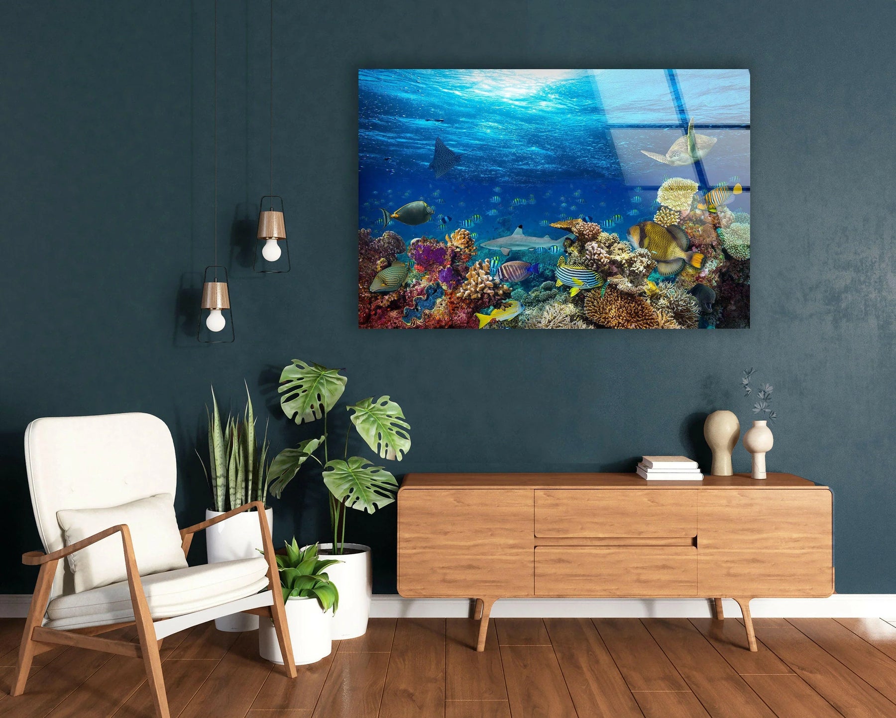 Tropic Under Ocean Glass Wall Art – Vibrant Marine Decor – MyPhotoStation