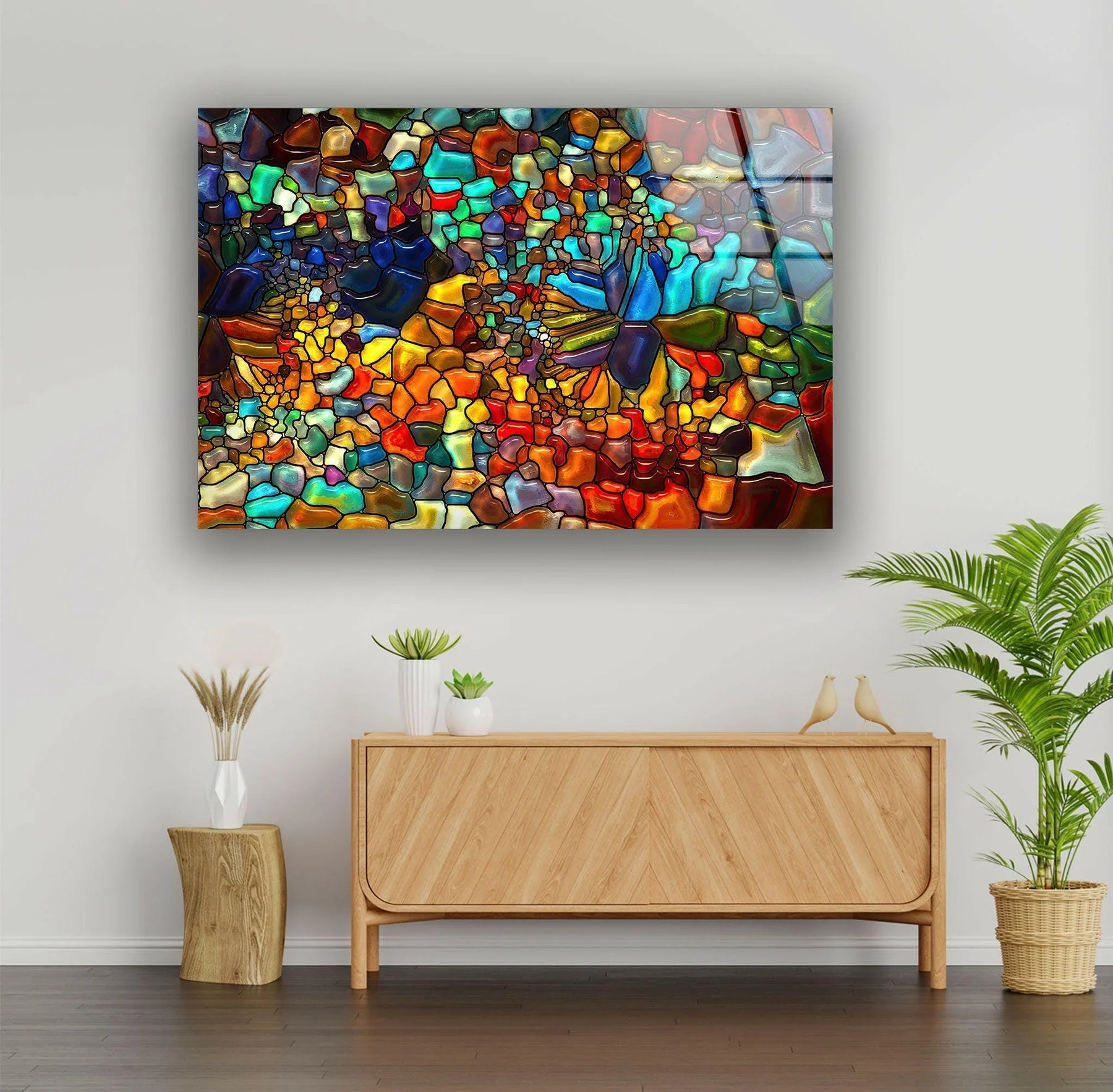 Colorful Mosaic Fragments Wall Art – Vibrant Glass Decor – MyPhotoStation