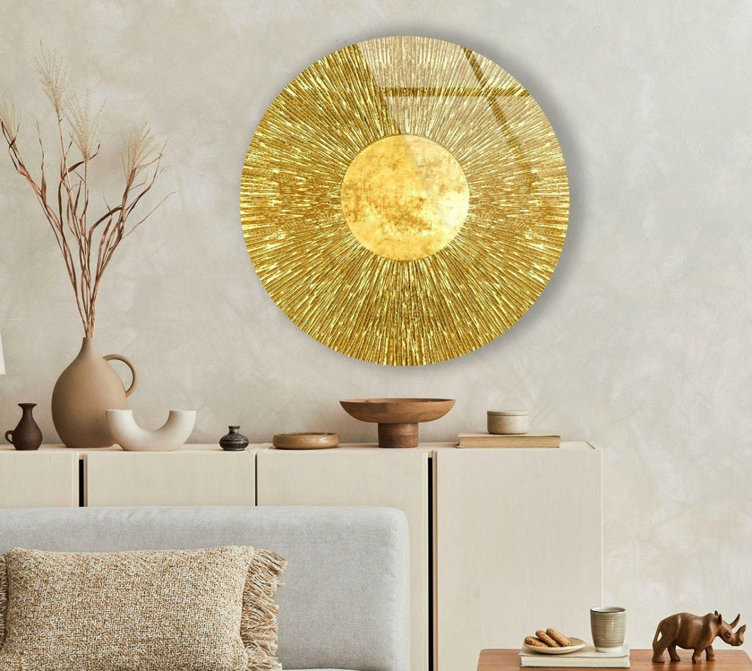 MyPhotoStation: Glowing Golden Round Unique Glass Art Paintings